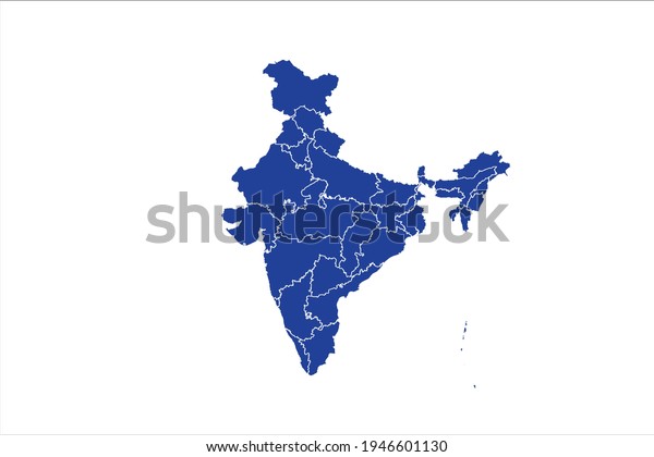 India Map Blue Color On White Stock Vector (Royalty Free) 1946601130 ...