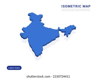 India Map Blue Isolated On White Stock Vector (Royalty Free) 2150724411 ...