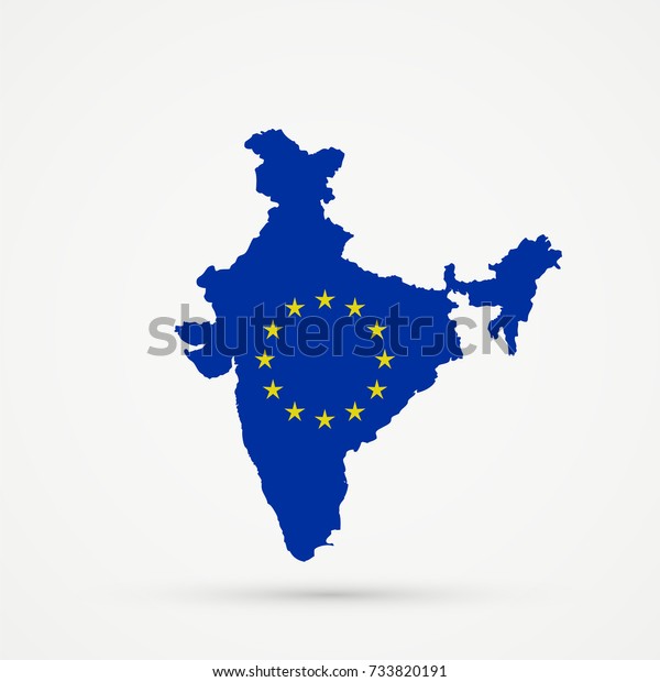 India Map European Union Eu Flag Stock Vector (Royalty Free) 733820191 ...