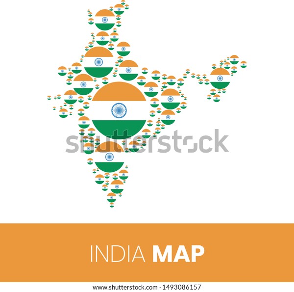 India Map Filled Flagshaped Circles India Stock Vector (Royalty Free ...