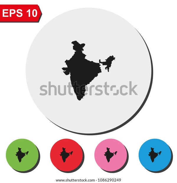 India Map Flat Round Colorful Vector: เวกเตอร์สต็อก (ปลอดค่าลิขสิทธิ์ ...