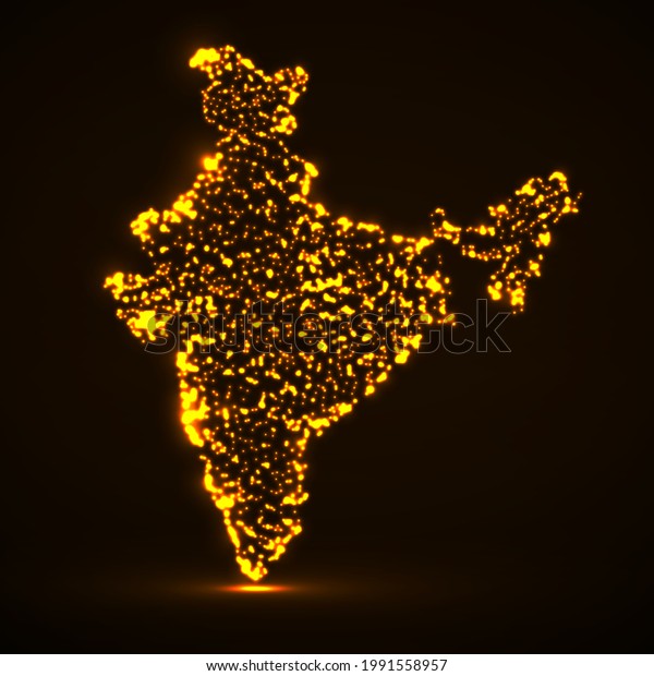 India Map Glowing Particles Luminous Background: vetor stock (livre de ...