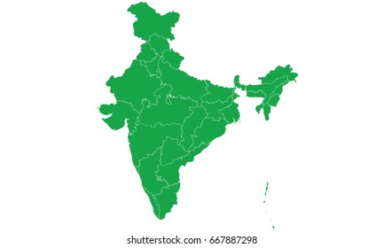 India Map Green Color 스톡 벡터(로열티 프리) 667887298 | Shutterstock