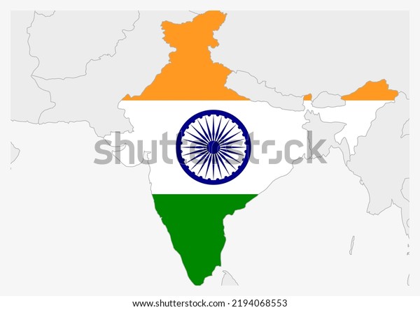 India Map Highlighted India Flag Colors: เวกเตอร์สต็อก (ปลอดค่า ...