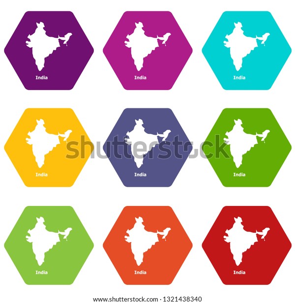 India Map Icons 9 Set Coloful 스톡 벡터(로열티 프리) 1321438340 | Shutterstock