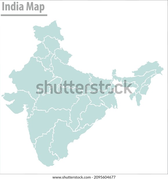 Vektor Stok India Map Illustration Vector Detailed India (Tanpa Royalti ...