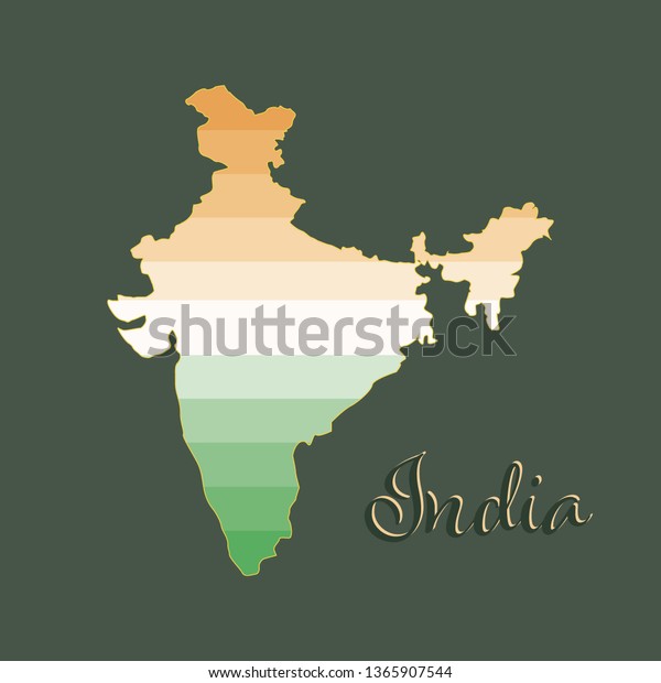 India Map National Colors On Black Stock Vector (Royalty Free ...