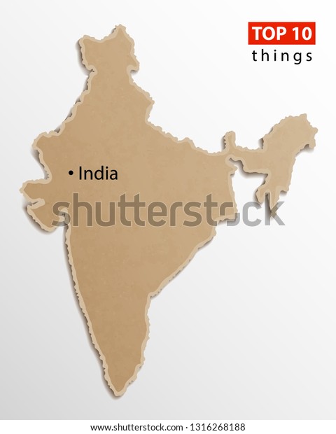 India Map On Craft Paper Texture Stock Vector (Royalty Free) 1316268188 ...