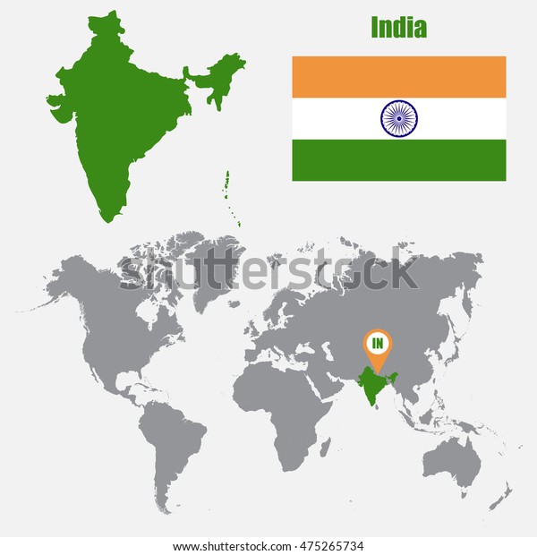 India Map On World Map Flag Stock Vector (Royalty Free) 475265734