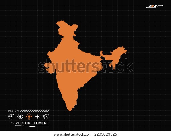 India Map Orange Digital Frame Hud Stock Vector (Royalty Free ...