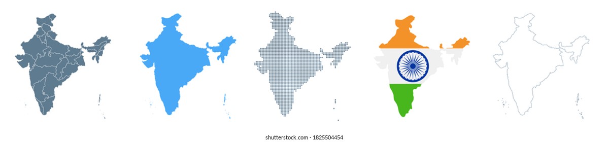 India Map Set Vector Solid Contour Stock Vector (Royalty Free ...