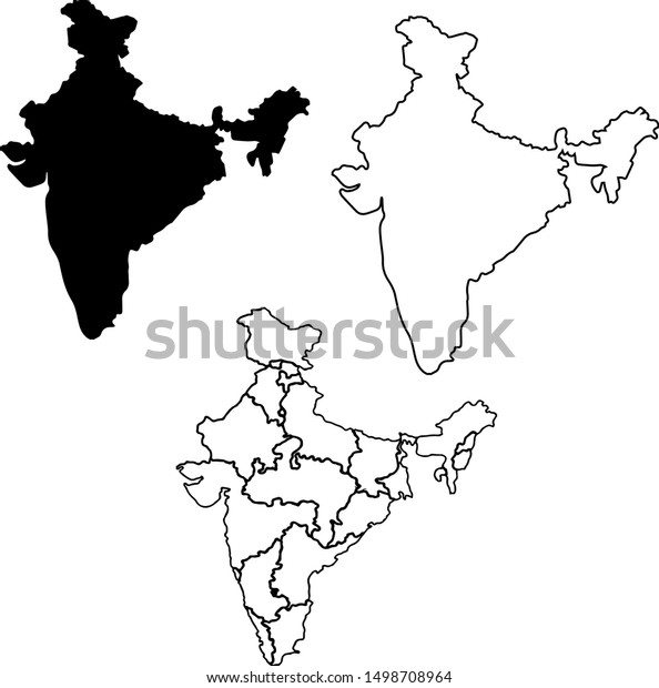 India Map Silhouette Detail Outline Vector Stock Vector (Royalty Free ...