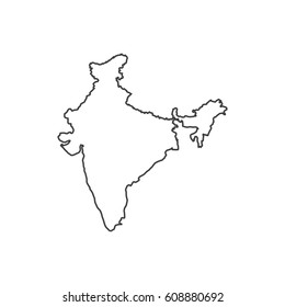India Map Silhouette Illustration On White Stock Vector (Royalty Free ...