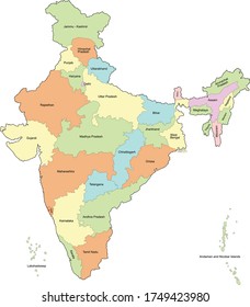 India Map Union Territories Stock Vector (Royalty Free) 1749423980 ...