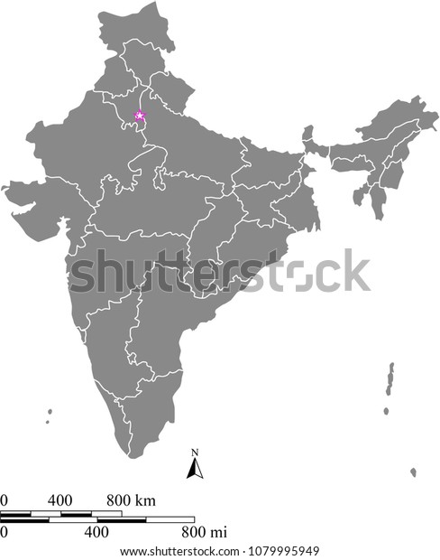 India Map Vector Outline Scales Miles Stock Vector (Royalty Free ...