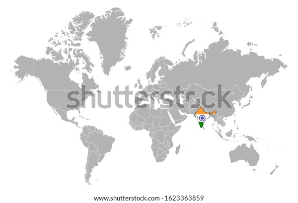 India On Detailed World Map Overlay Stock Vector (Royalty Free ...
