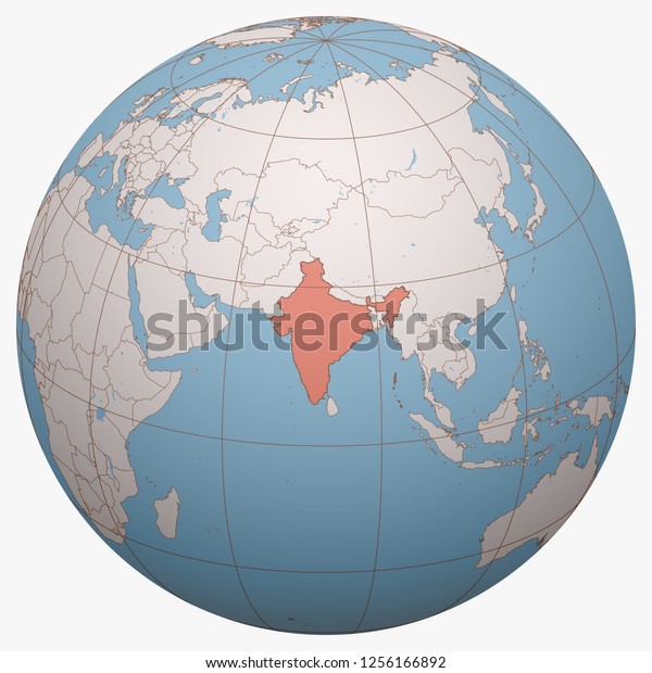 India On Globe Earth Hemisphere Centered Stock Vector (Royalty Free ...