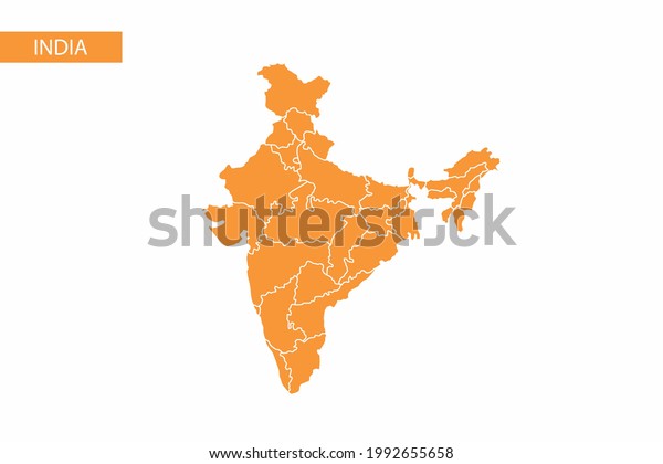 India Orange Map Detailed Vector Stock Vector (Royalty Free) 1992655658 ...