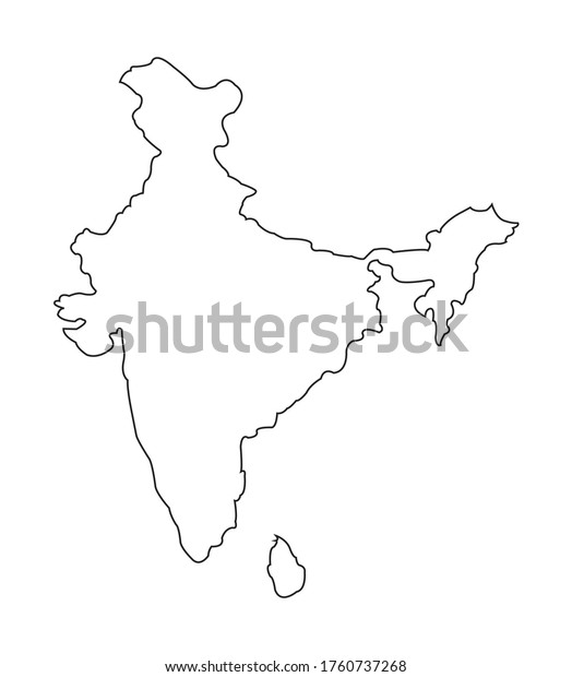 Vektor Stok India Out Line Map White Background (Tanpa Royalti ...