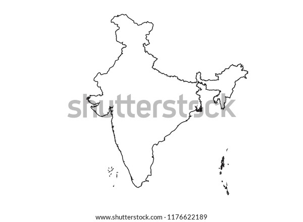India Outline Map Country Shape State Stock Vector (Royalty Free ...