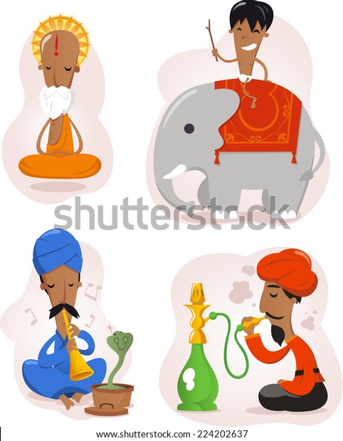 India People Cartoon Vector Set Stock Vector (Royalty Free) 224202637