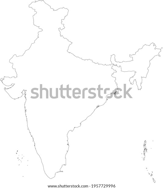India Political Map Outline Vector