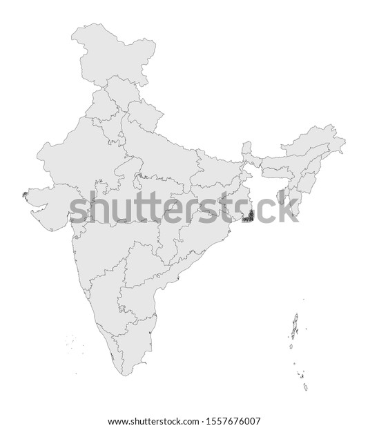 India Political Map Provinces Vector Illustration: เวกเตอร์สต็อก (ปลอด ...