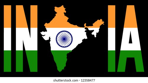 India Text Map On Indian Flag Stock Vector (Royalty Free) 12358477 ...