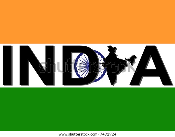 India Text Map On Indian Flag Stock Vector (Royalty Free) 7492924 ...