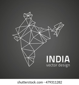 India Vector Black Triangle Outline Map Stock Vector (Royalty Free ...