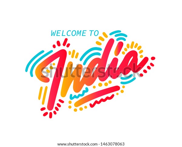 India Word Text Handwritten Font Design Stock Vector (Royalty Free ...