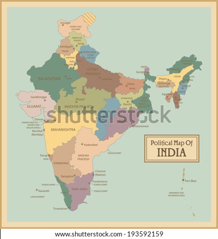 Indiahighly Detailed Map Elements Separated Editable Stock Vector ...