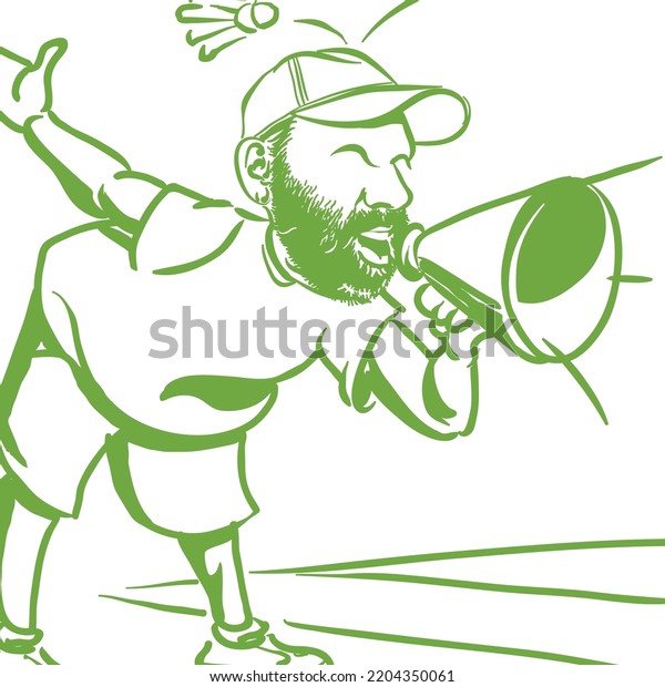 Indian Badminton Coach Yelling Into Megaphone Stock Vector (Royalty ...