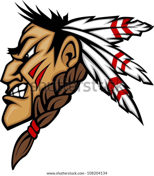 Indian Brave Mascot Head Vector Cartoon: เวกเตอร์สต็อก (ปลอดค่า ...