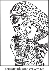Indian Bride Line Art Design Black Stock Vector (Royalty Free ...