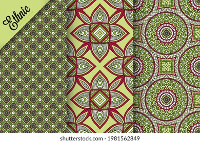 Indian Collection Ethnic Seamless Patterns Stock Vector (Royalty Free ...