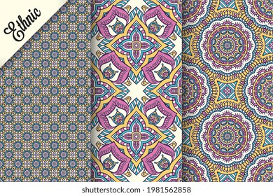 Indian Collection Ethnic Seamless Patterns Stock Vector (Royalty Free ...
