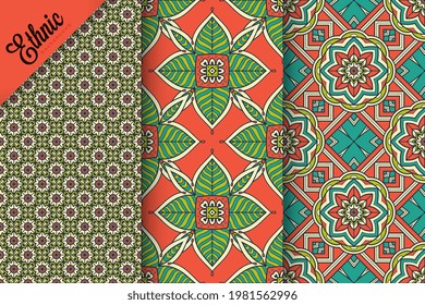 Indian Collection Ethnic Seamless Patterns Stock Vector (Royalty Free ...