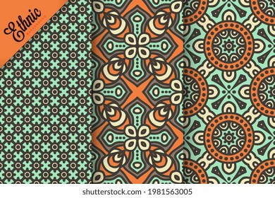 Indian Collection Ethnic Seamless Patterns Stock Vector (Royalty Free ...