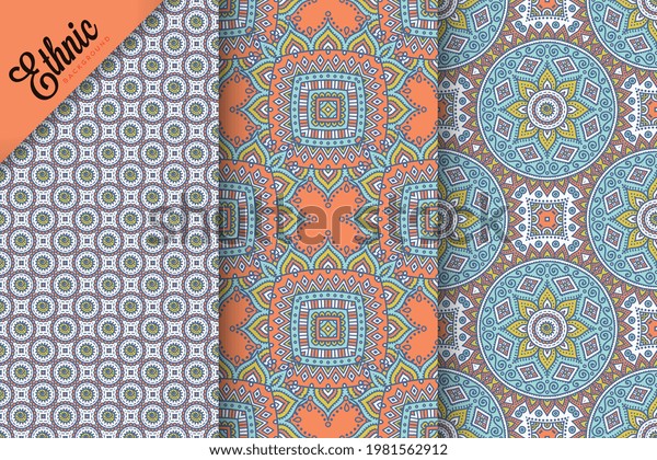 Indian Collection Ethnic Seamless Patterns Stock Vector (Royalty Free ...
