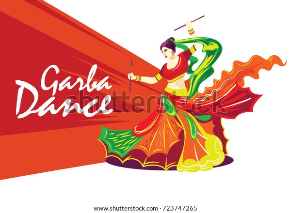 Indian Dance Form Garba Performed On Stock Vector (Royalty Free ...