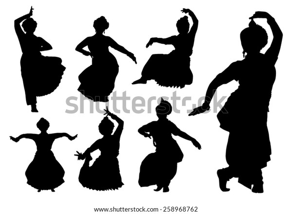 Indian Dancers Silhouettes Stock Vector (Royalty Free) 258968762