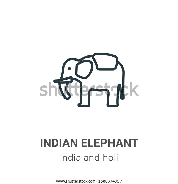 Indian Elephant Outline Vector Icon Thin Stock Vector (Royalty Free ...