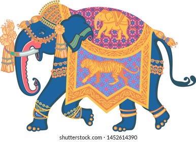 Indian Elephant Vector Graphics Decorative Image Stock Vector (Royalty ...