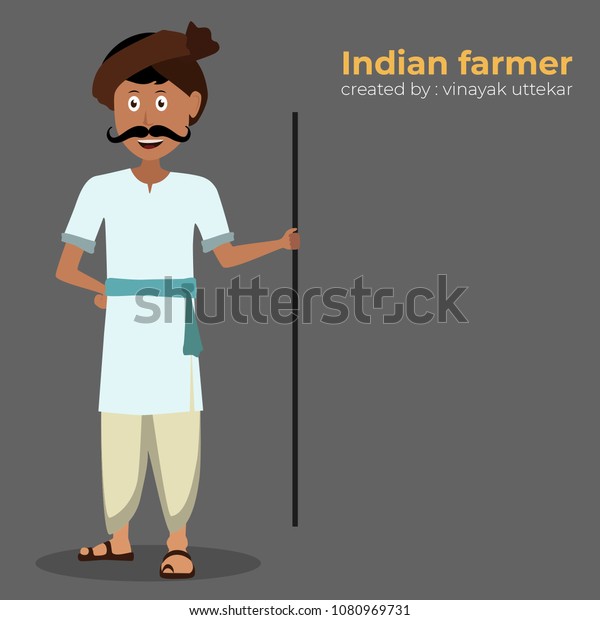Indian Farmer Man Stock Vector (Royalty Free) 1080969731 | Shutterstock