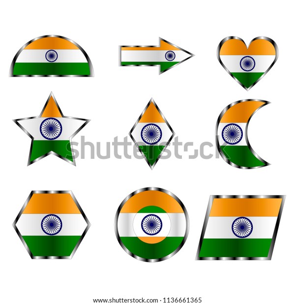 Indian Flag Set Various Geometric Shapes Stock Vector (Royalty Free ...