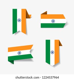 Indian Flag Stickers Labels Set Vector Stock Vector (Royalty Free ...