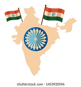 Indian Flags Map Ashoka Chakra Vector Stock Vector (Royalty Free ...