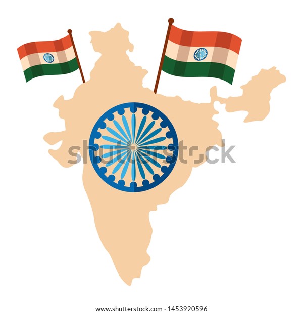 Indian Flags Map Ashoka Chakra Vector Stock Vector (Royalty Free ...