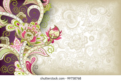 Indian Floral Background Stock Vector (Royalty Free) 99758768